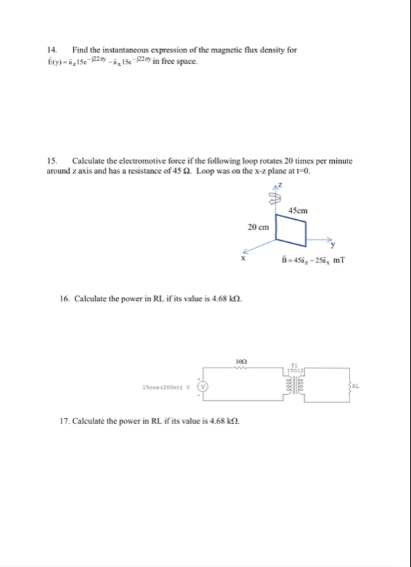 [Solved]: Find the instantaneous expression of the magnetic