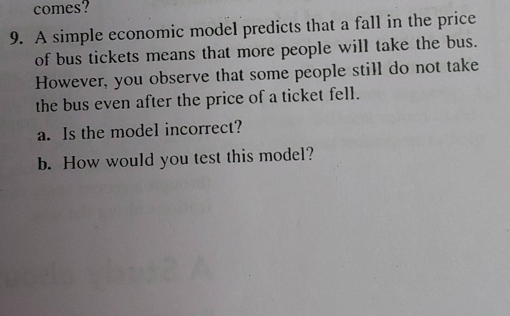Solved 9. A simple economic model predicts that a fall in | Chegg.com