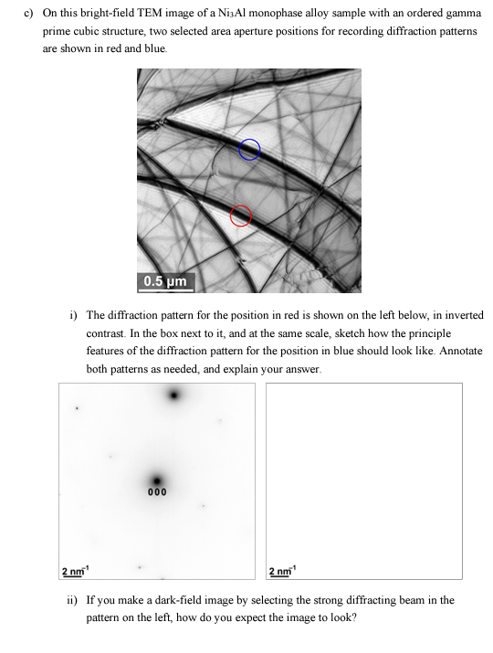 Solved c) ﻿On this bright-field TEM image of a Ni3Al | Chegg.com