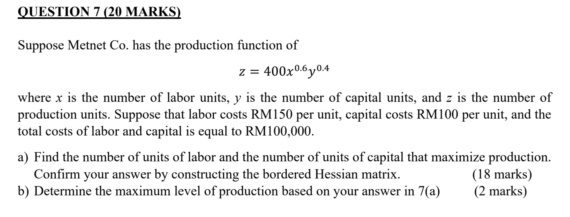 Solved QUESTION 7 (20 ﻿MARKS)Suppose Metnet Co. ﻿has the | Chegg.com