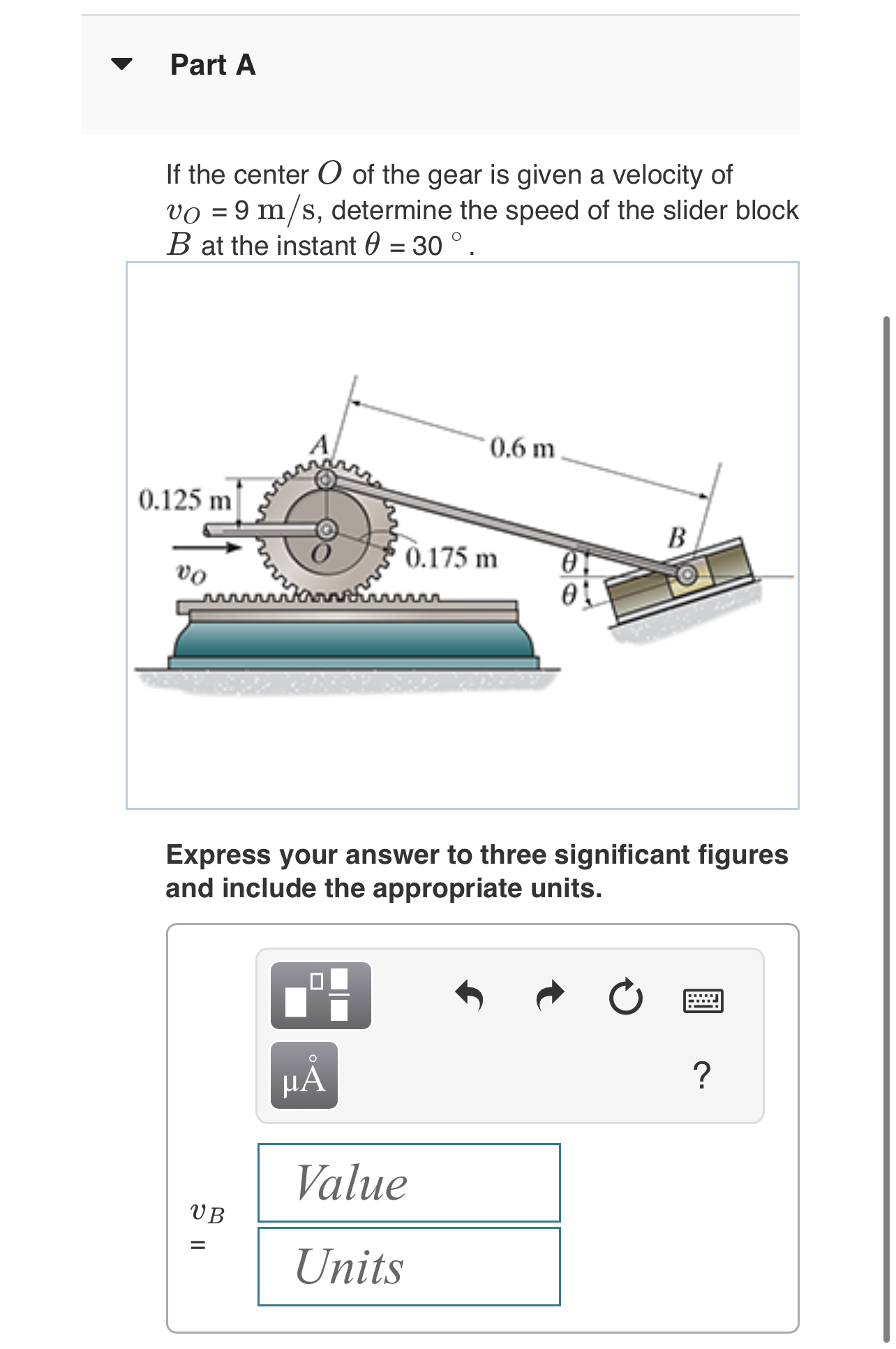 Solved Part AIf the center O ﻿of the gear is given a | Chegg.com