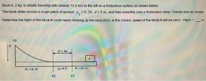 Solved Block A, 2 kg. is initially traveling with velocity | Chegg.com
