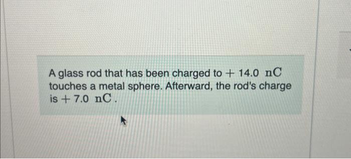 Solved A glass rod that has been charged to +14.0nC touches | Chegg.com