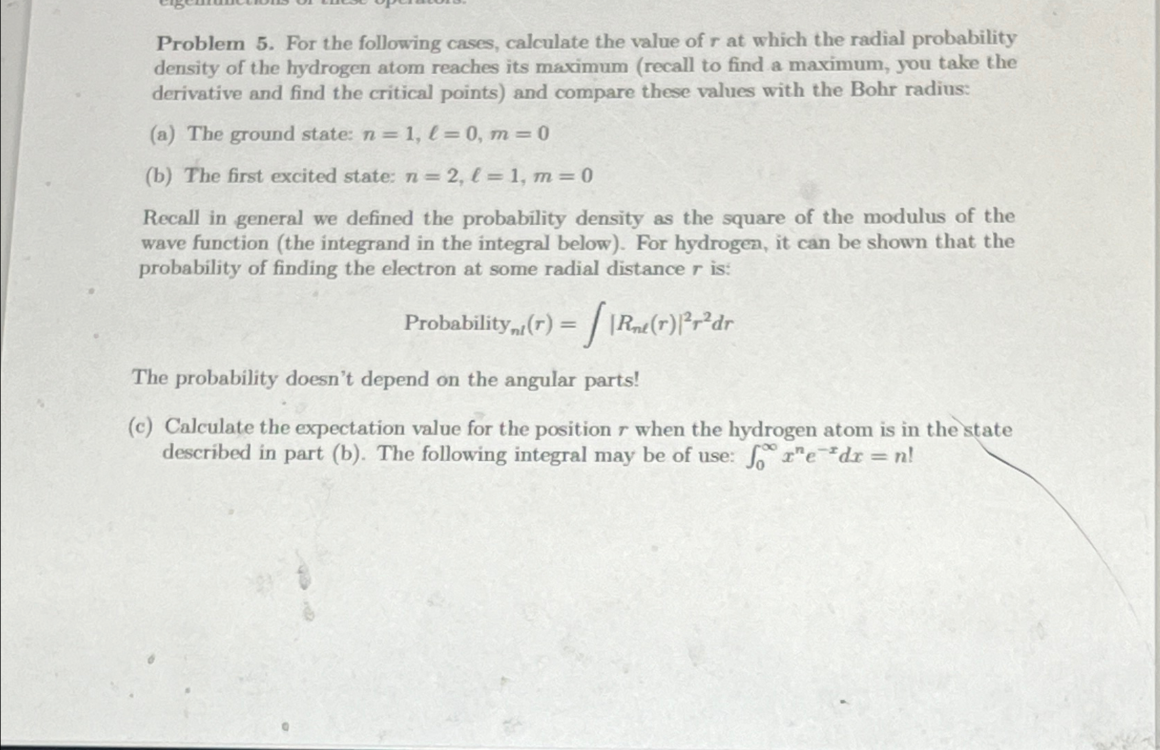 Solved Problem 5. ﻿For the following cases, calculate the | Chegg.com