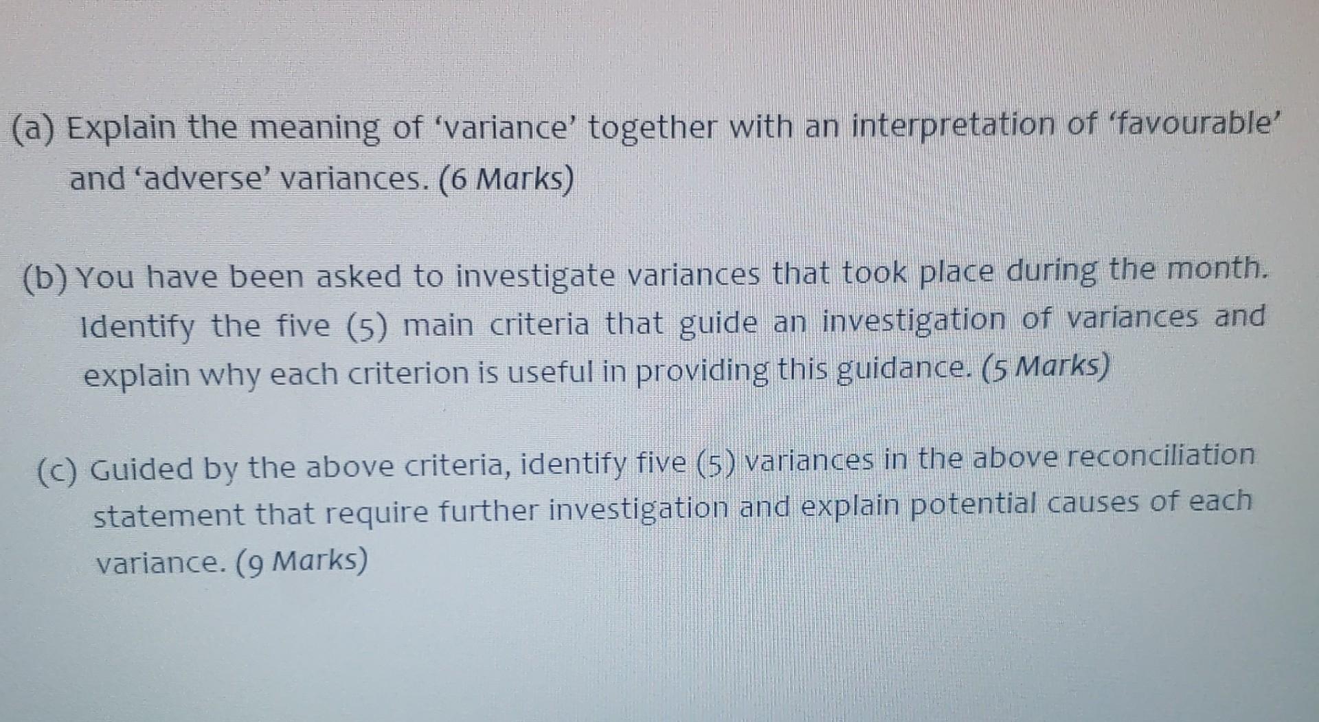 Solved (a) Explain the meaning of 'variance' together with | Chegg.com