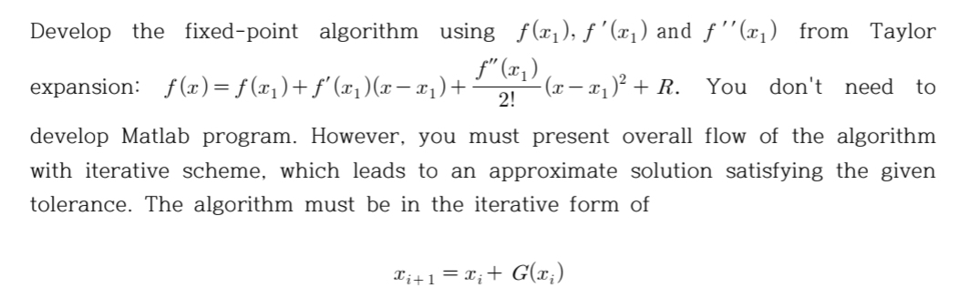 Solved Develop The Fixed Point Algorithm Using Fx1fx1 1422