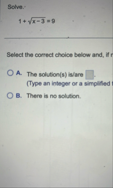 Solved Solve.1 x-32=9Select the correct choice below and, if | Chegg.com