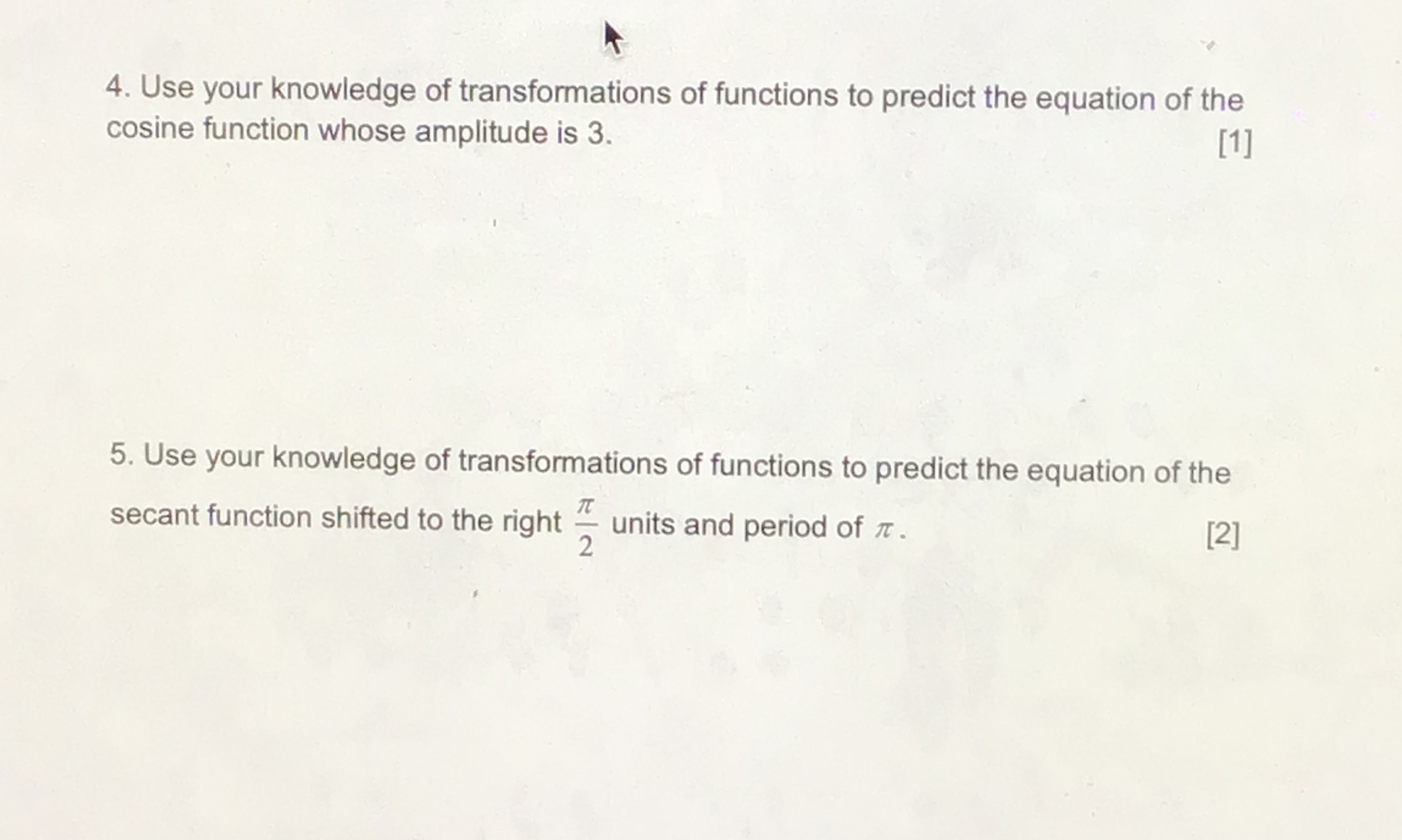 Solved Use your knowledge of transformations of functions to | Chegg.com