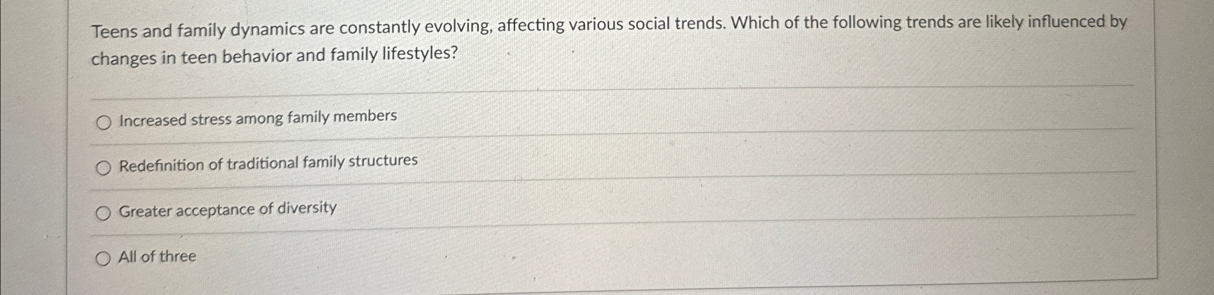 Solved Teens and family dynamics are constantly evolving, | Chegg.com