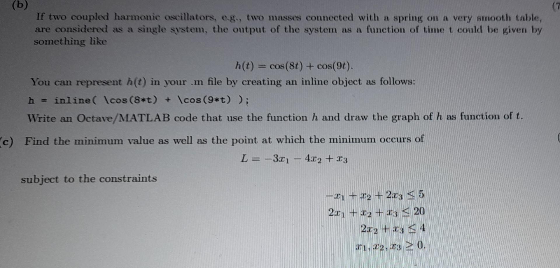 (7 (b) If two coupled harmonic oscillators, e.g., two | Chegg.com