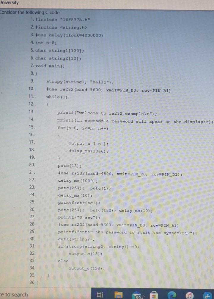 Solved University Consider the following C code: 1. #include | Chegg.com