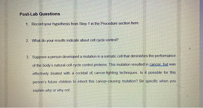 Solved 1. Construct a hypothesis to explain the differences | Chegg.com