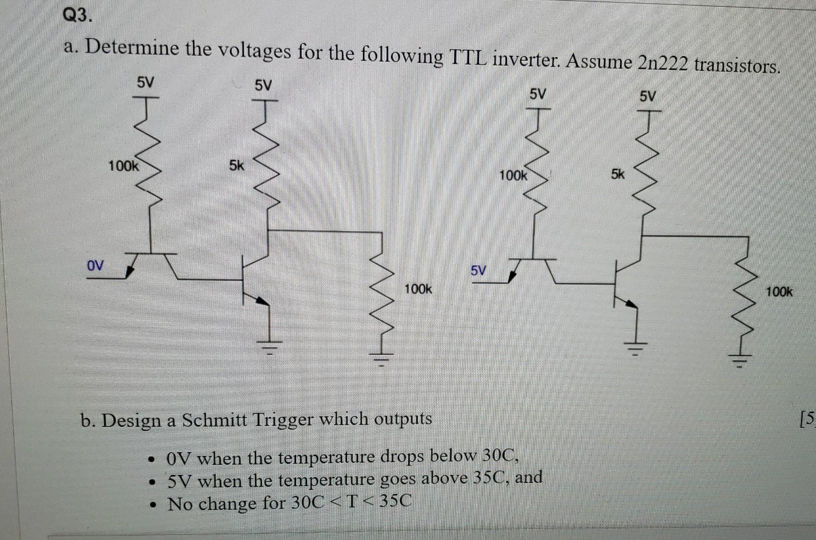 Solved a. Determine the voltages for the following TTL | Chegg.com