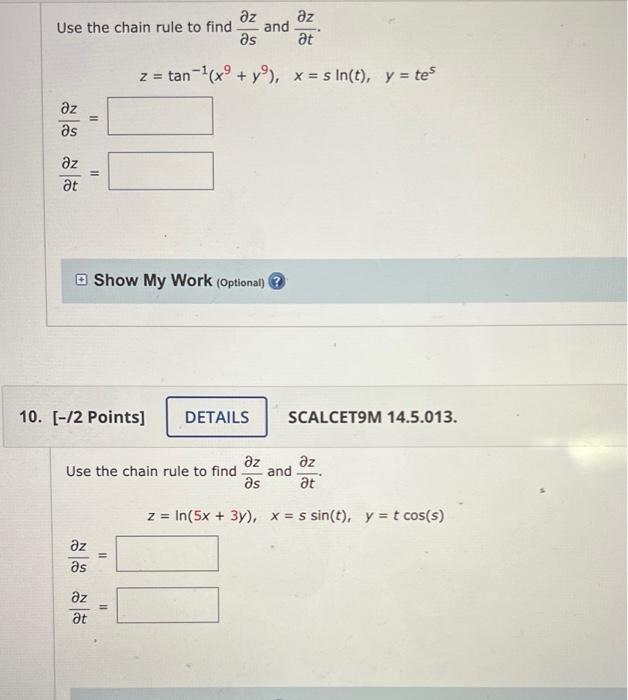 Solved Use the chain rule to find ∂s∂z and ∂t∂z. | Chegg.com
