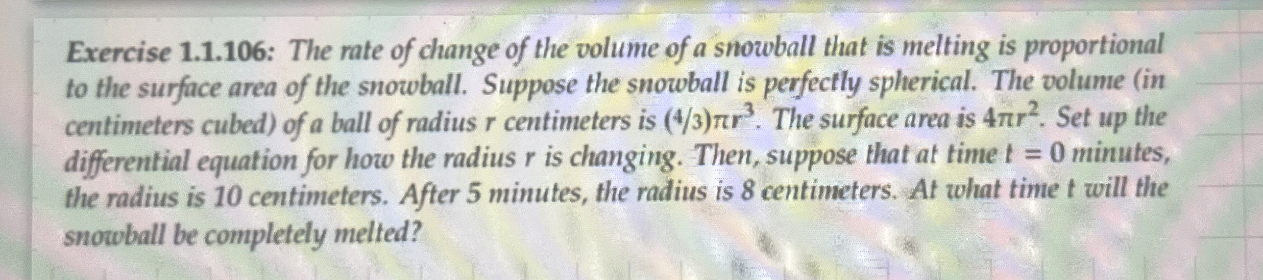 Solved Exercise 1.1.106: The rate of change of the volume of | Chegg.com
