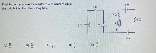 Solved Find the current across the resistor 7Ω in Ampere | Chegg.com