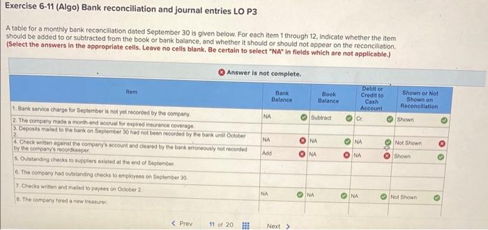 Solved Exercise 6-11 (Algo) Bank reconciliation and journal | Chegg.com Solved Exercise 6-11 (Algo) Bank reconciliation and journal | Chegg.com
