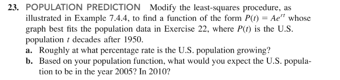 POPULATION PREDICTION Modify the least-squares | Chegg.com