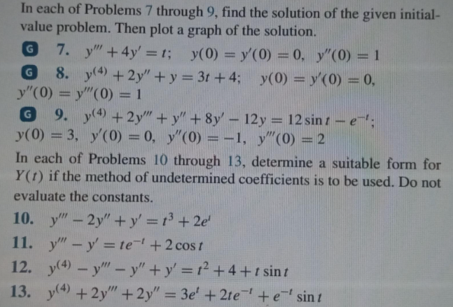 Solved - In each of Problems 7 through 9, find the solution | Chegg.com