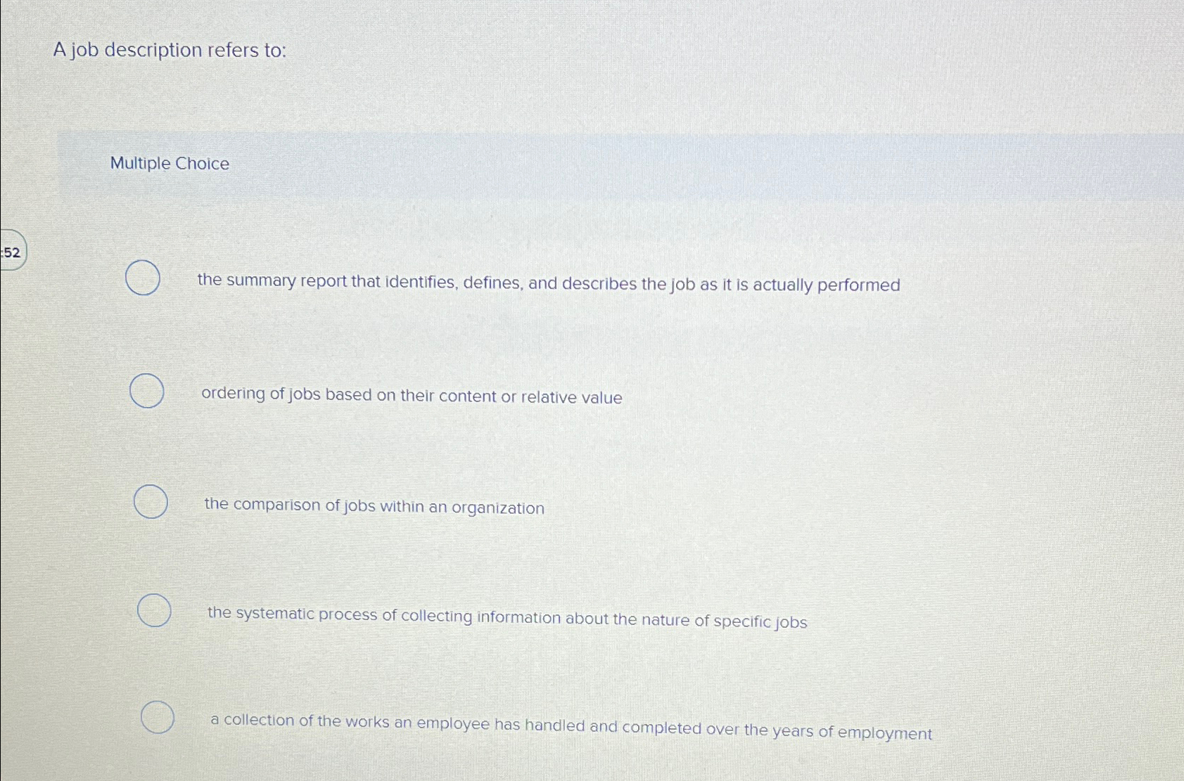 Solved A job description refers to:Multiple Choicethe | Chegg.com