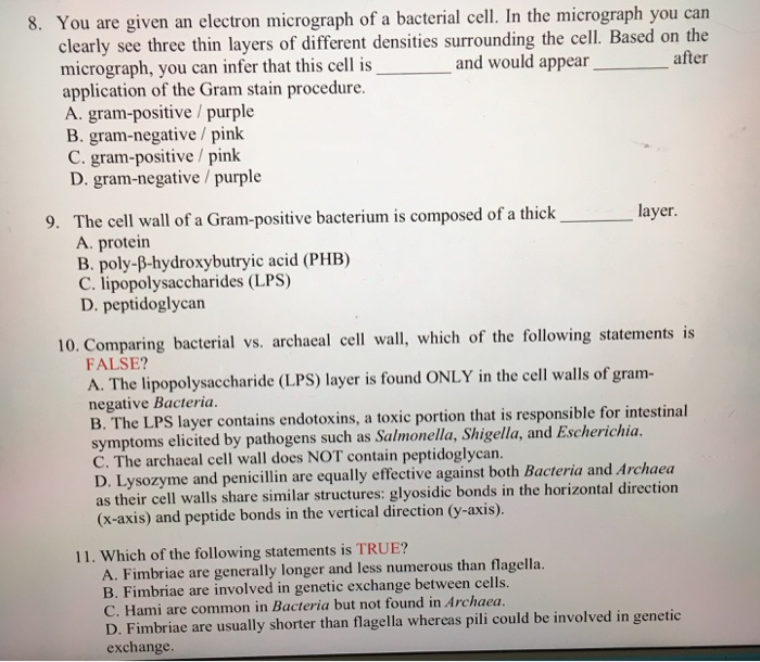 Solved 8. You are given an electron micrograph of a | Chegg.com