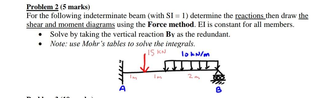 Solved Problem 2 (5 marks) For the following indeterminate | Chegg.com
