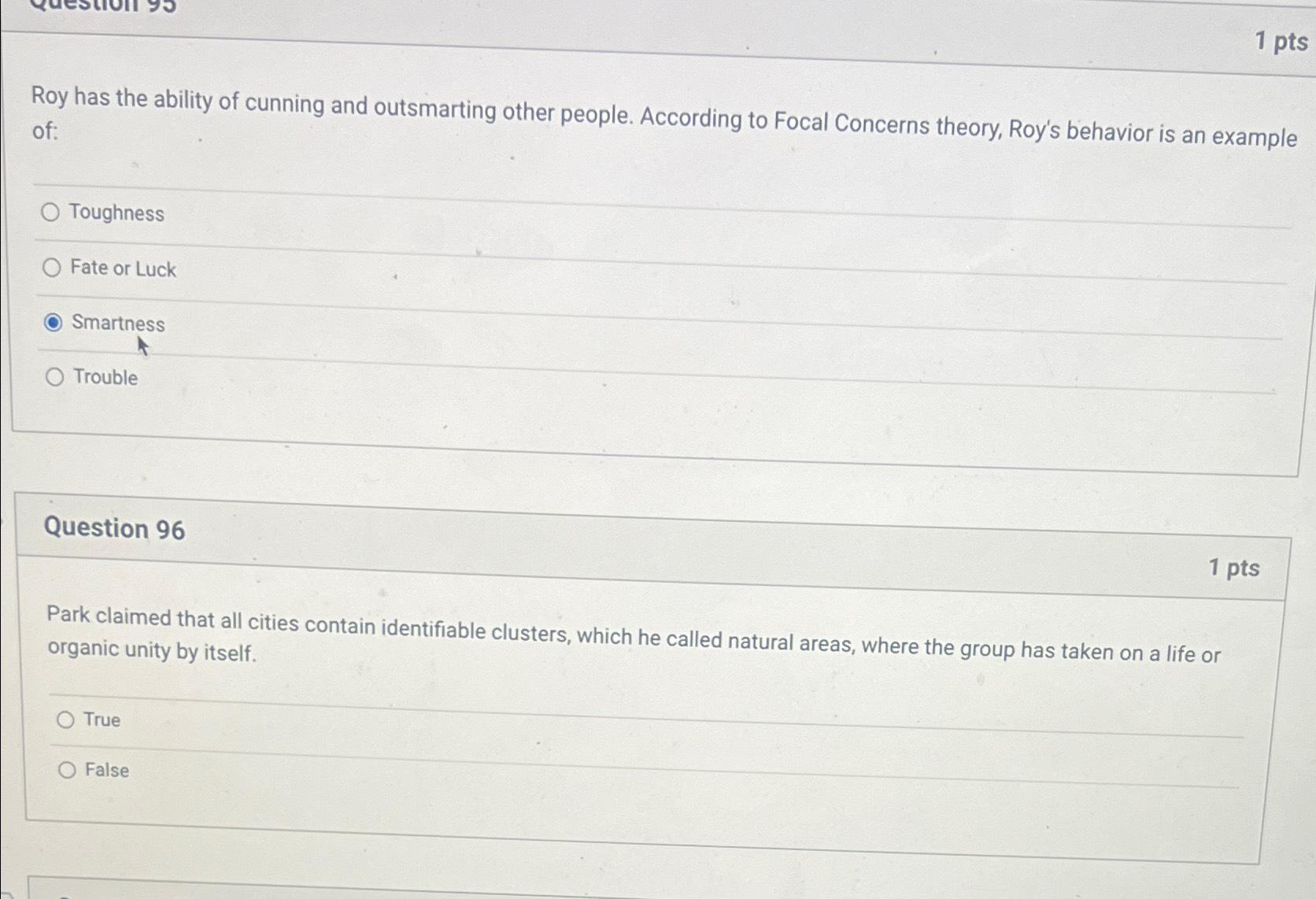 Solved 1 ﻿ptsRoy has the ability of cunning and outsmarting | Chegg.com