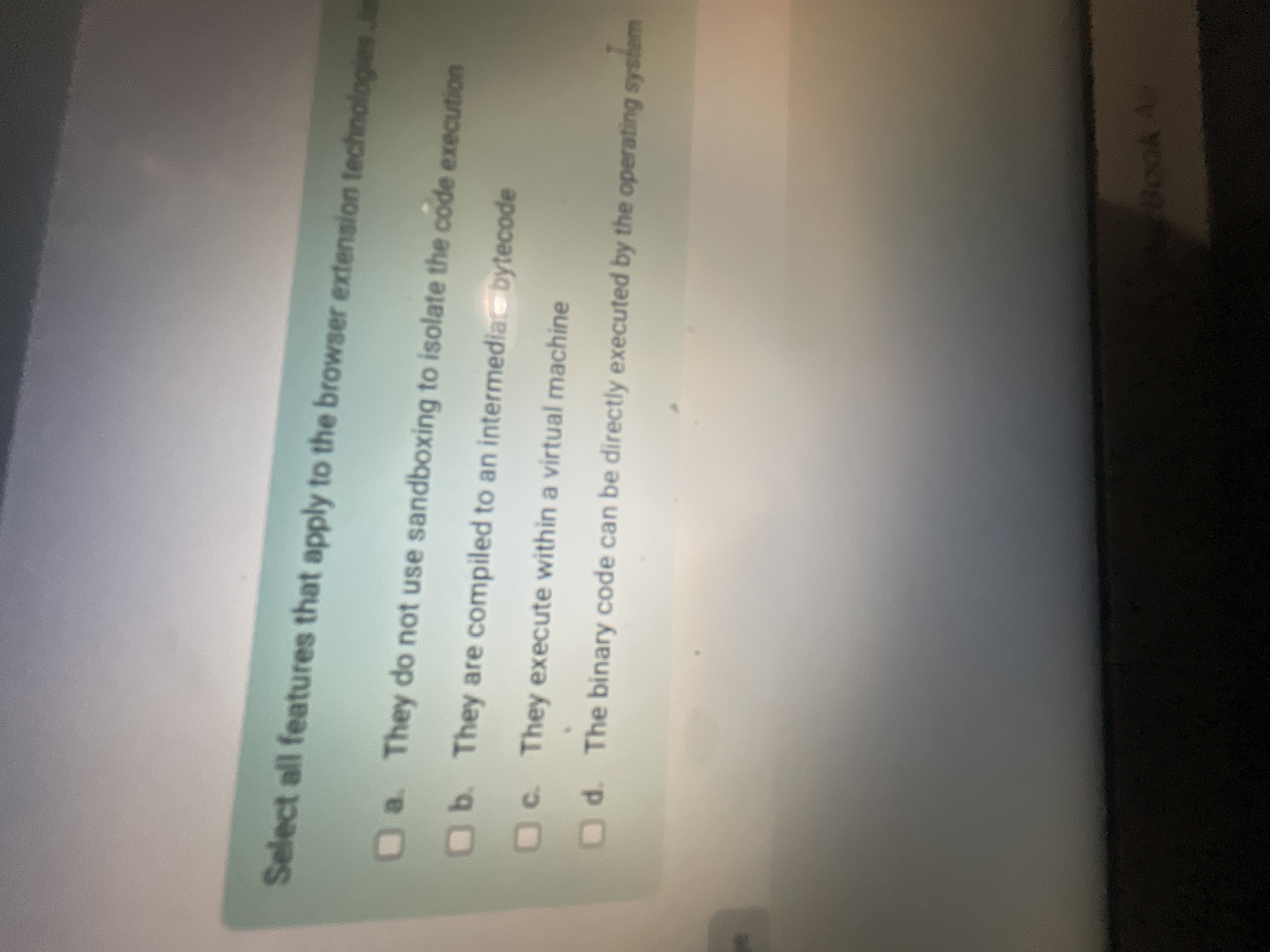 Solved Select all features that apply to the browser | Chegg.com