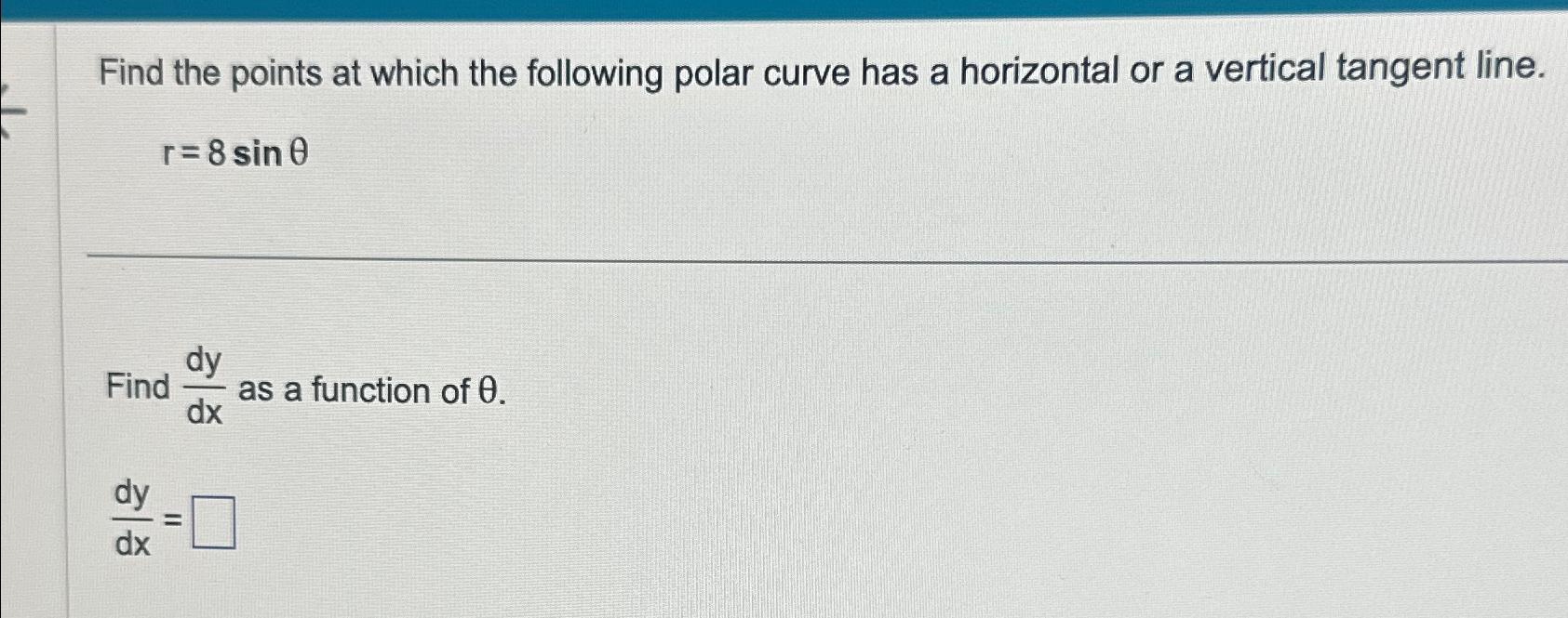 Solved Find the points at which the following polar curve | Chegg.com