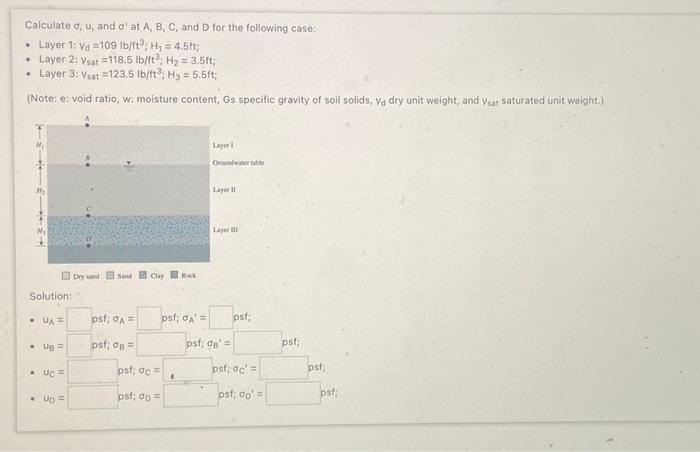 Solved Calculate σ,u, and σ′ at A,B,C, and D for the | Chegg.com