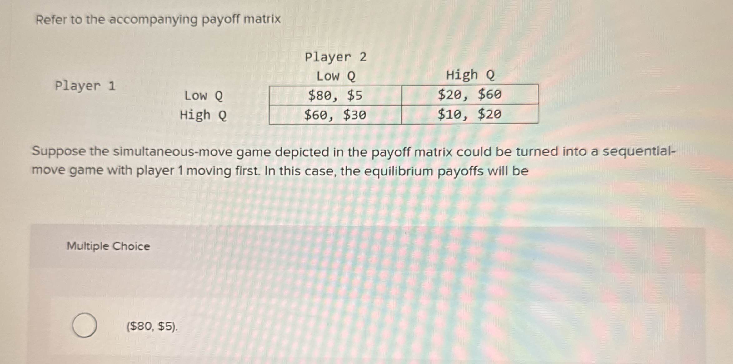 Solved Refer to the accompanying payoff matrixPlayer 2Player | Chegg.com