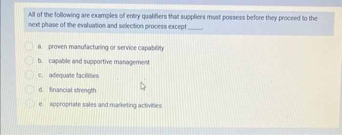 Solved All of the following are examples of entry qualifiers | Chegg.com