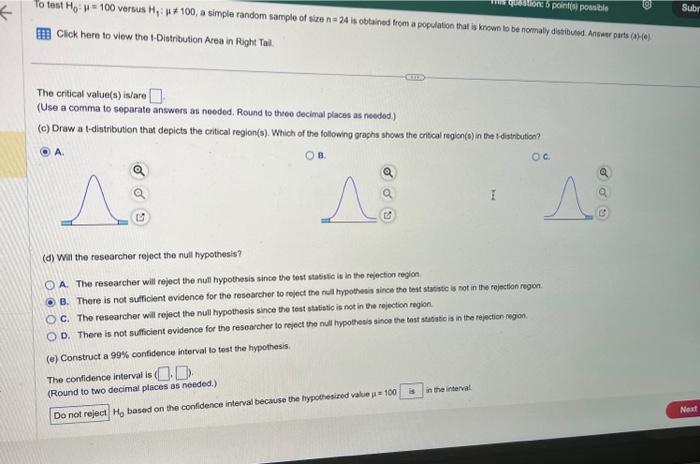 Solved Click here to view the t-Distribution Avea in Right | Chegg.com