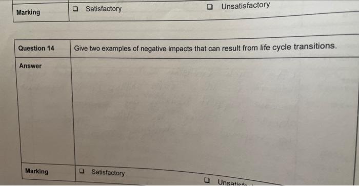 Solved Satisfactory Unsatisfactory Marking | Chegg.com