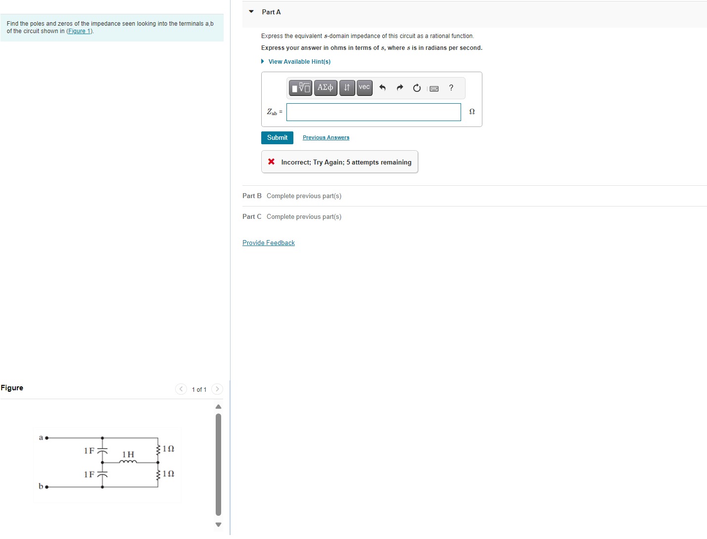 Solved Find the poles and zeros of the impedance seen | Chegg.com