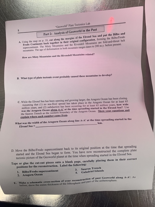 "Geoworld Plate Tectonics Lab Part 2: Analysis of | Chegg.com