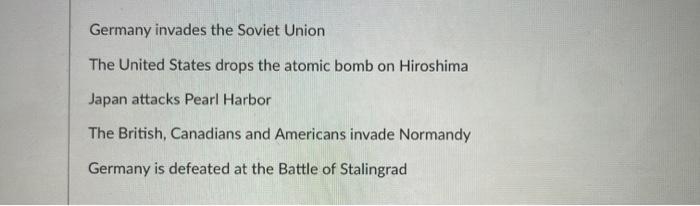 Solved place the following events in chronological sequence | Chegg.com
