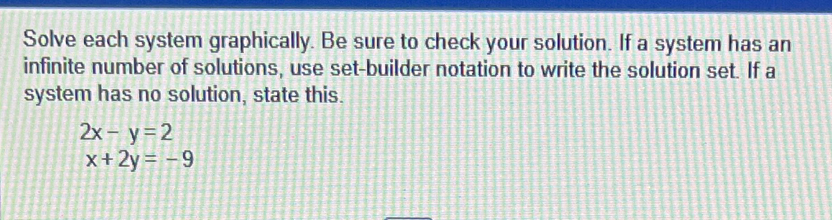 Solved Solve each system graphically. Be sure to check your | Chegg.com