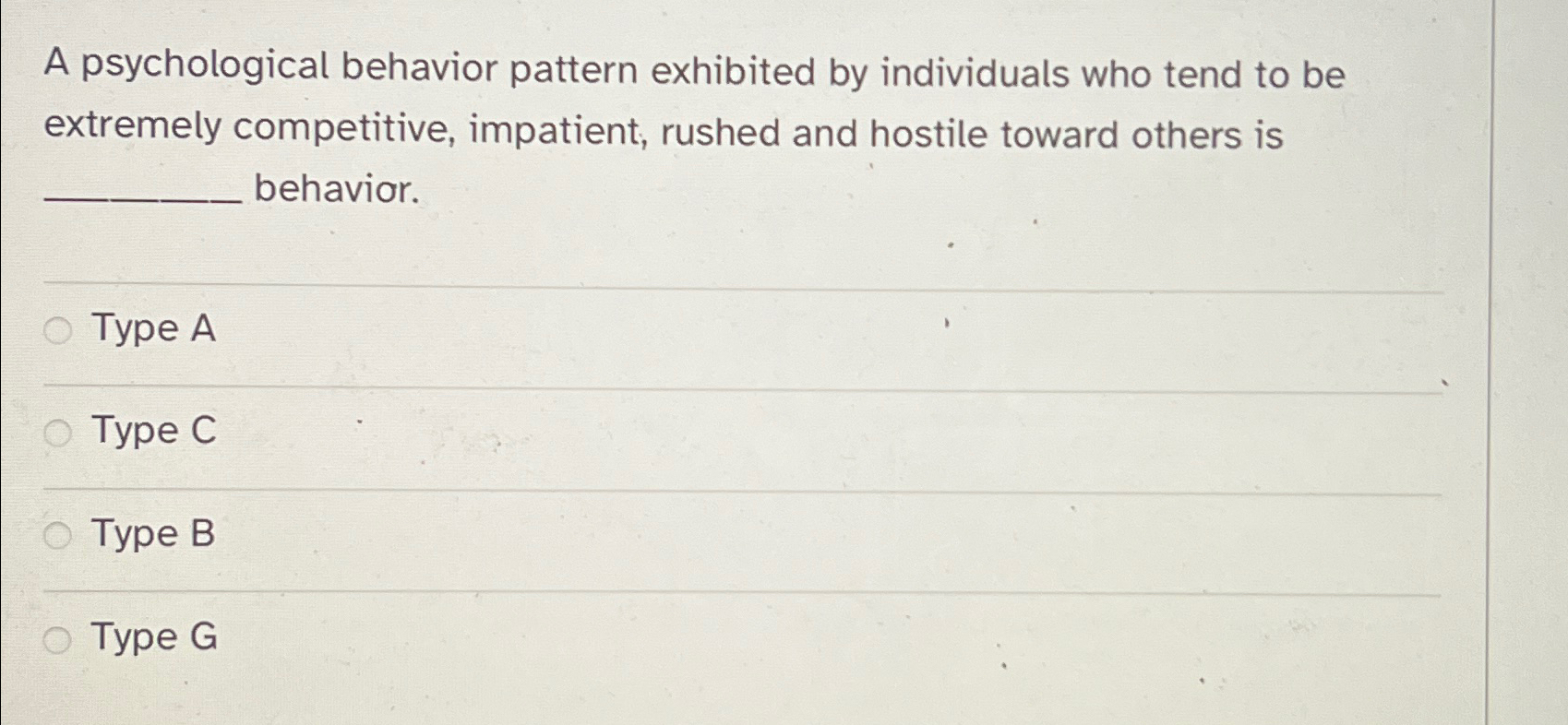 Solved A psychological behavior pattern exhibited by | Chegg.com