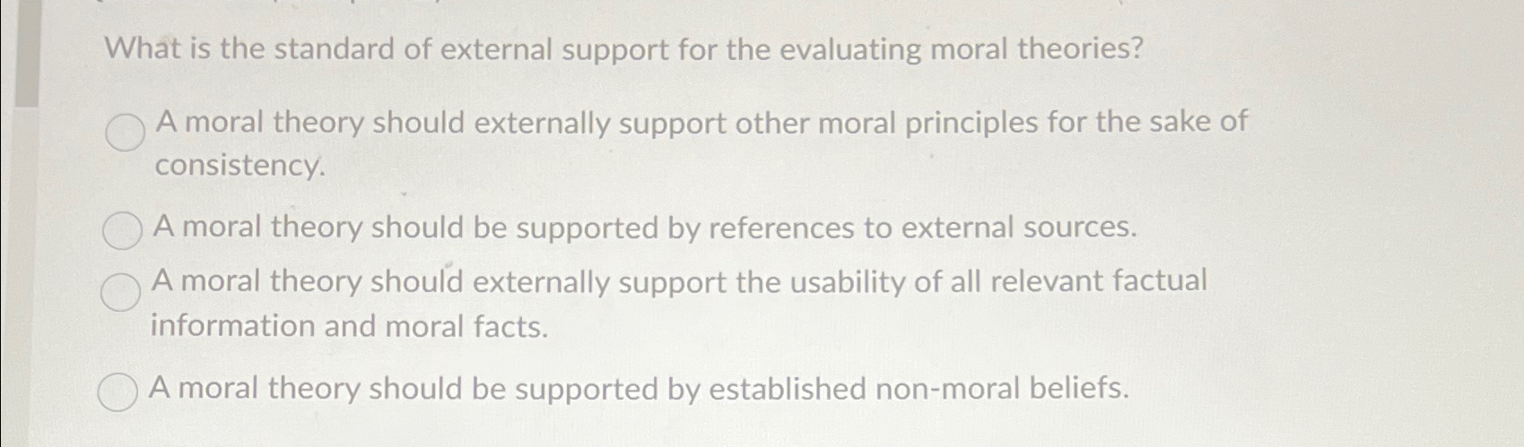 Solved What is the standard of external support for the | Chegg.com