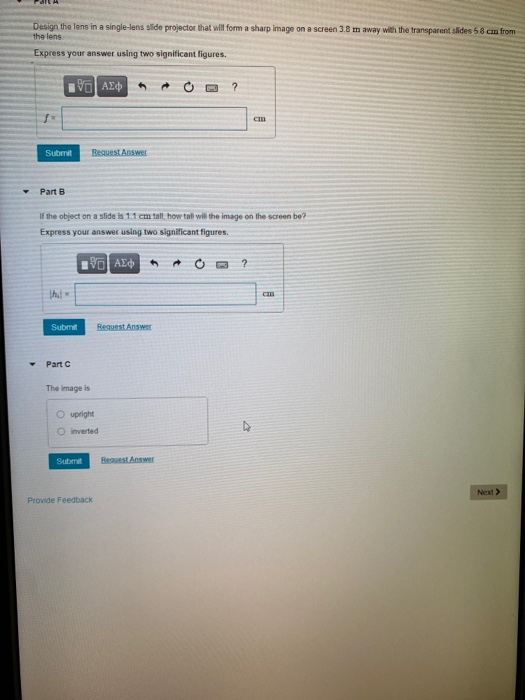 Solved Design the lens in a single-lens slide projector that | Chegg.com