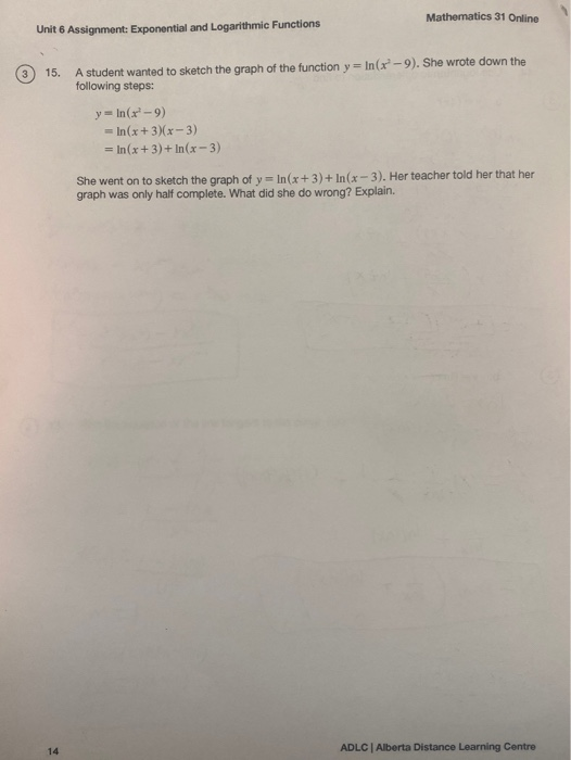 Solved Mathematics 31 Online Unit 6 Assignment: Exponential | Chegg.com