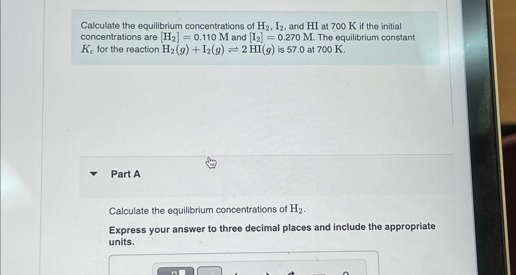Solved Calculate the equilibrium concentrations of H2,I2, | Chegg.com