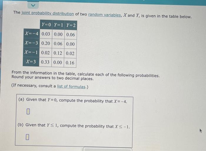 Solved The joint probability distribution of two random | Chegg.com