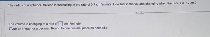 Solved The radius of a spherical balloon is increasing at | Chegg.com