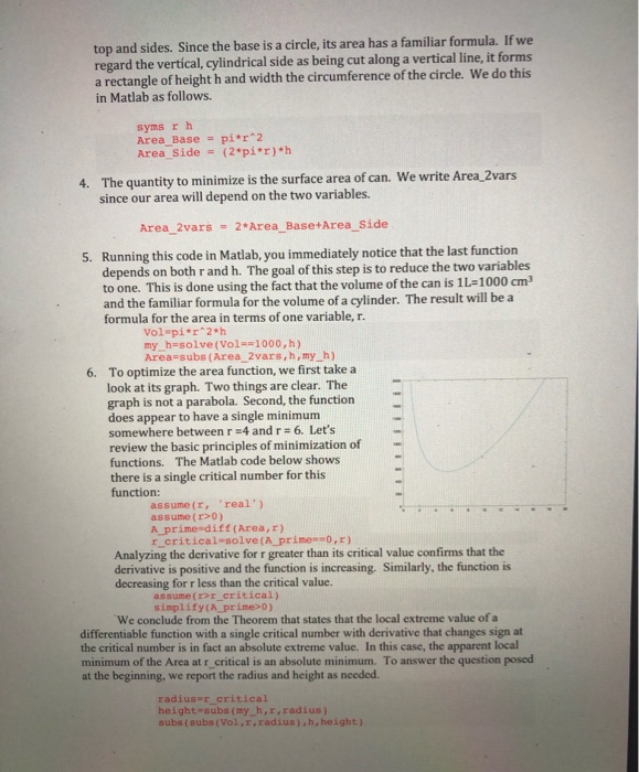 Calculus 1 Lab 11 Optimization The Goals Of This