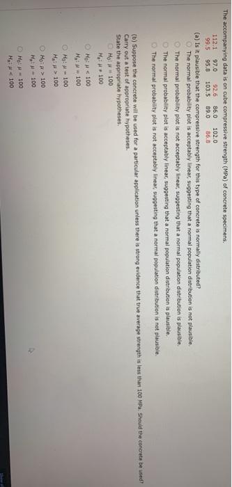 Solved The accompanying data is on cube compressive strength | Chegg.com