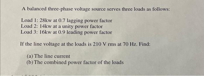 Solved A balanced three-phase voltage source serves three | Chegg.com