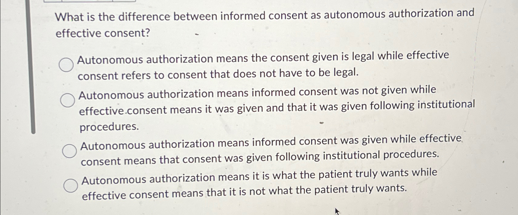 Solved What is the difference between informed consent as | Chegg.com