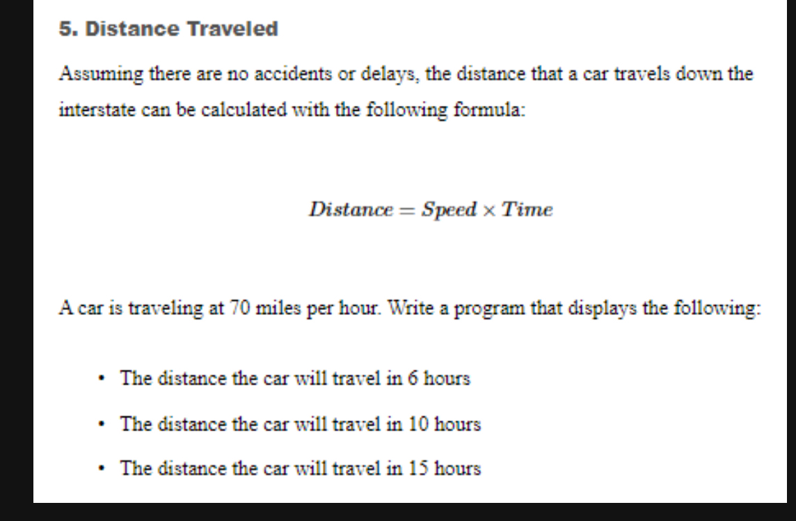 Solved Distance TraveledAssuming there are no accidents or | Chegg.com